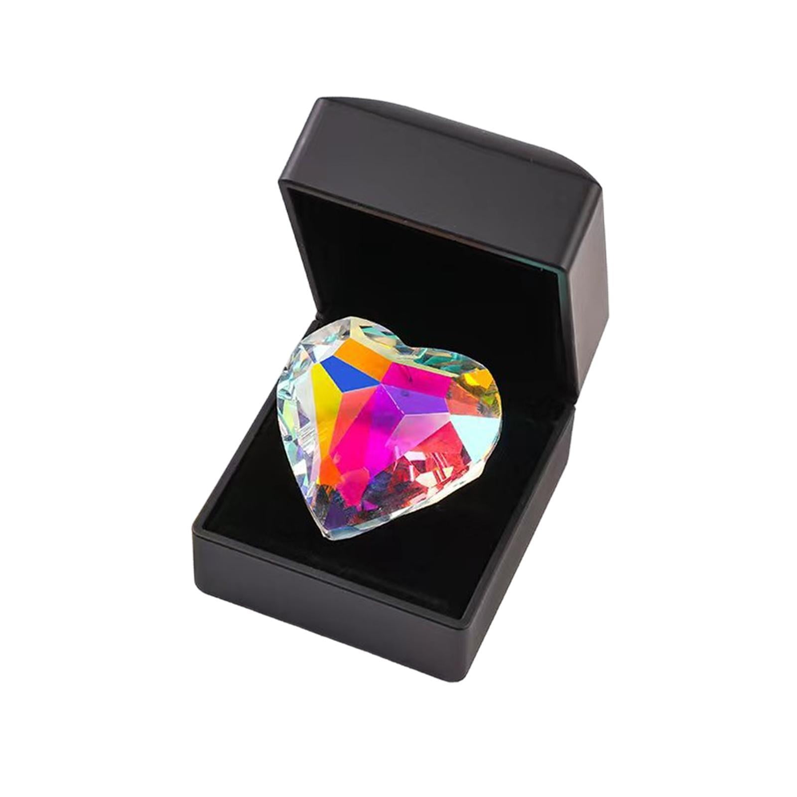 Baoblaze Heart Shaped Prisms Pendant Ornament with Gift Box Rainbow ...