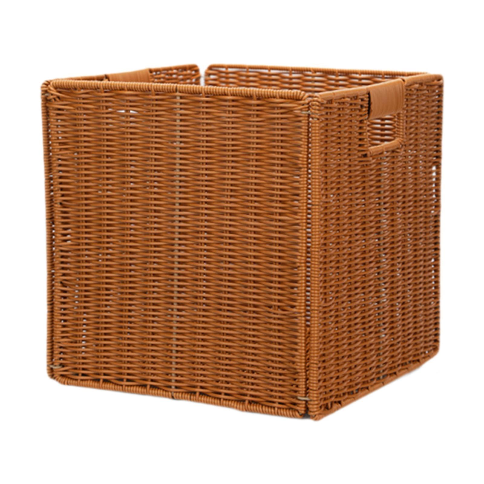Baoblaze Imitation Rattan Basket Foldable Handwoven for Pantry Countertop Toy Storage - Walmart.com