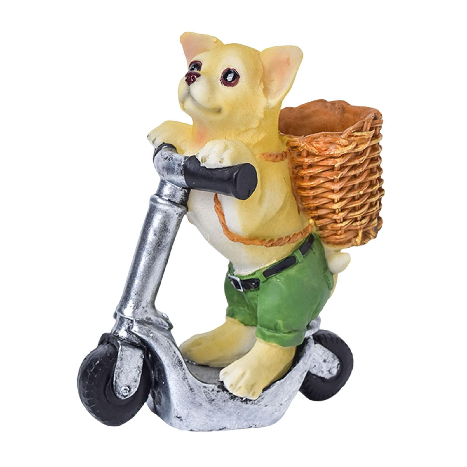 Baoblaze Puppy Riding Roller Statue Animal Statue Modern Collection ...