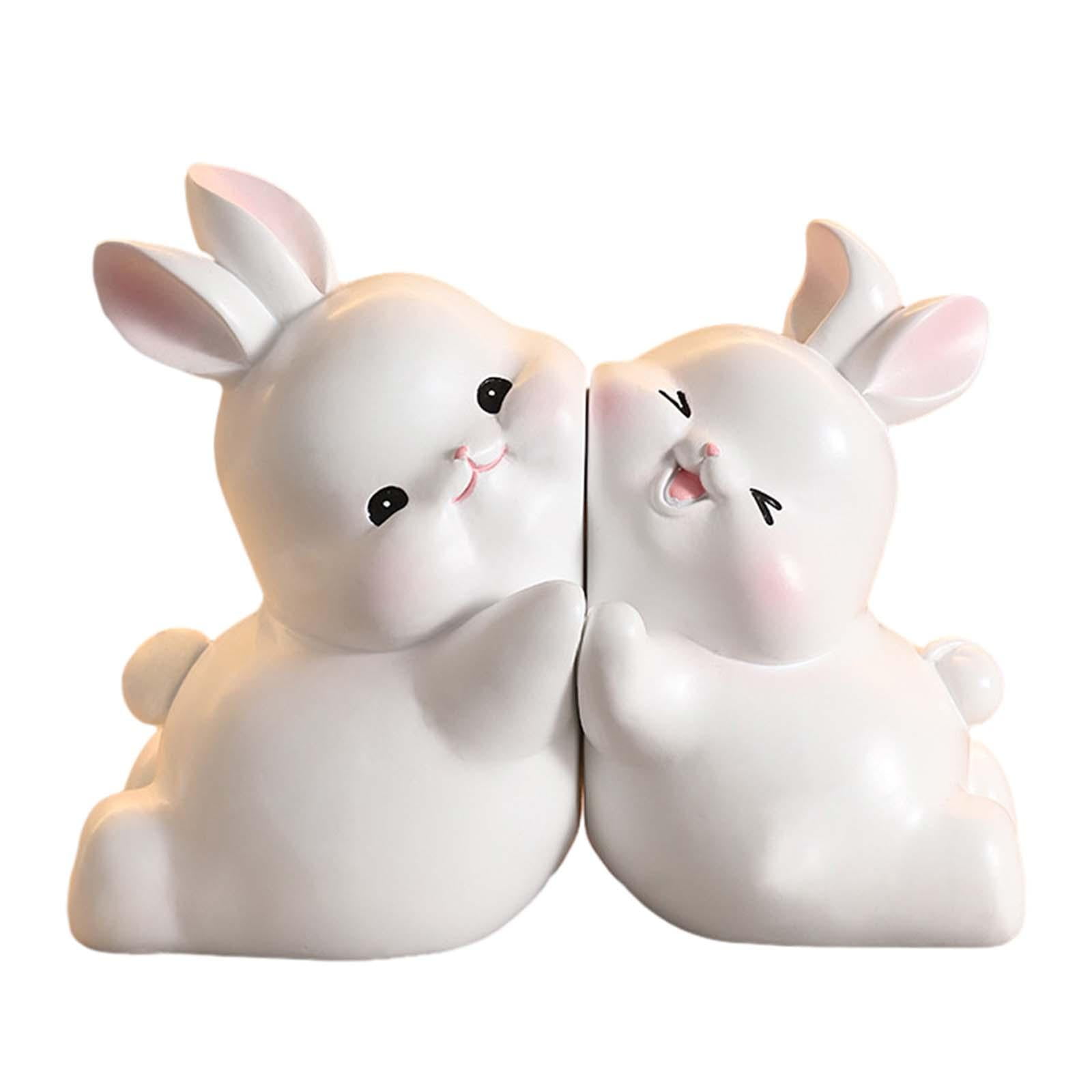 Baoblaze Rabbit Bookends Kids Bookends Resin Figurines Sculptures Book ...