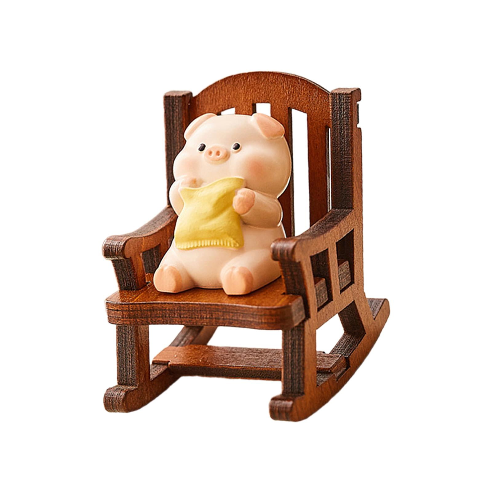 Baoblaze Rocking Chair Pig Figurine Cute Animal Statue for Bookshelf ...