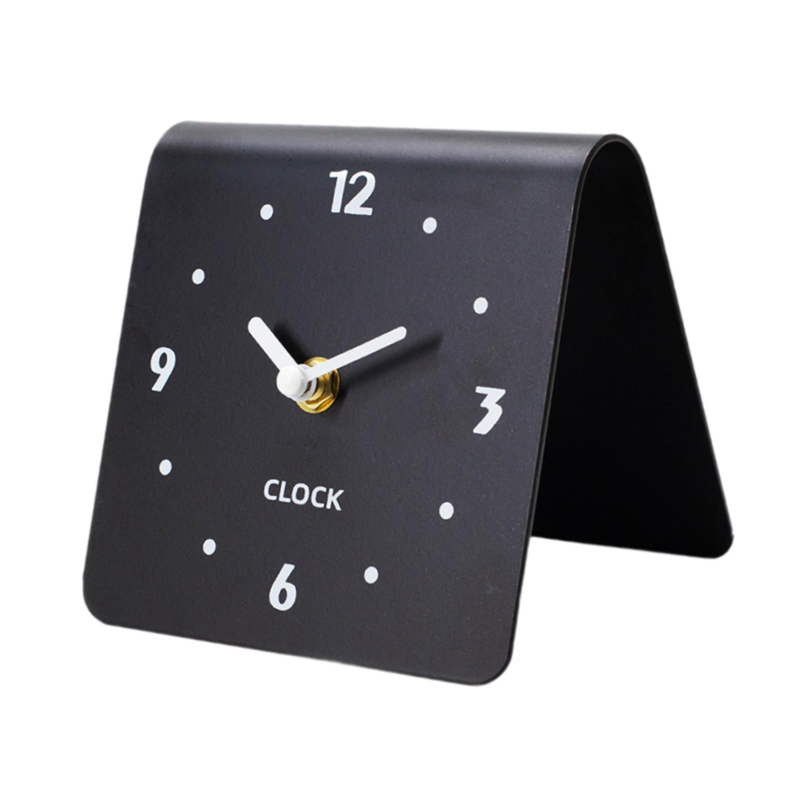 Baoblaze Shelf Clock Simply Arabic Numbers Metal Desk Clock for Bedroom ...