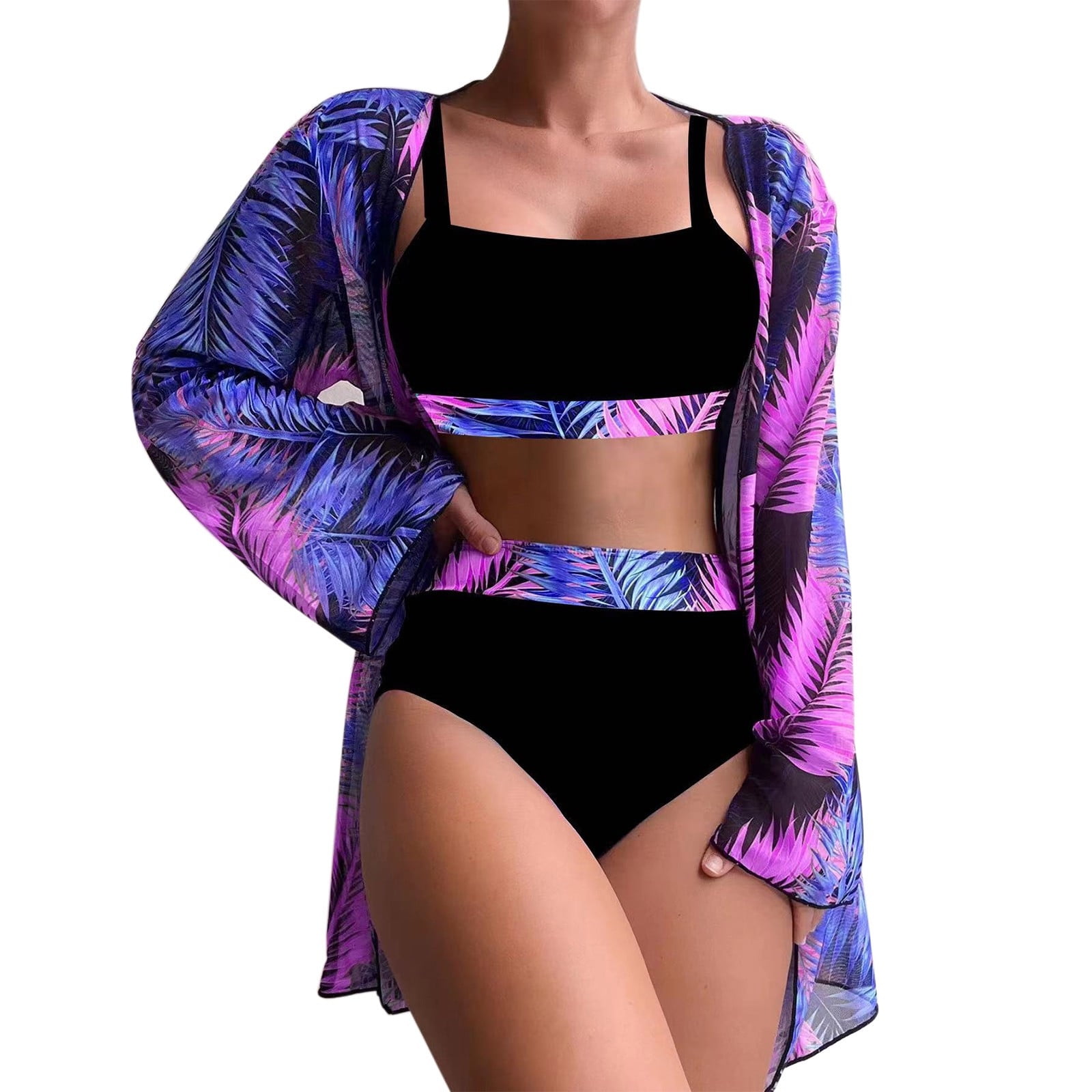 Baocc Swimsuit For Women 2024 Womens Solid Scoop Neck Push Up Padded