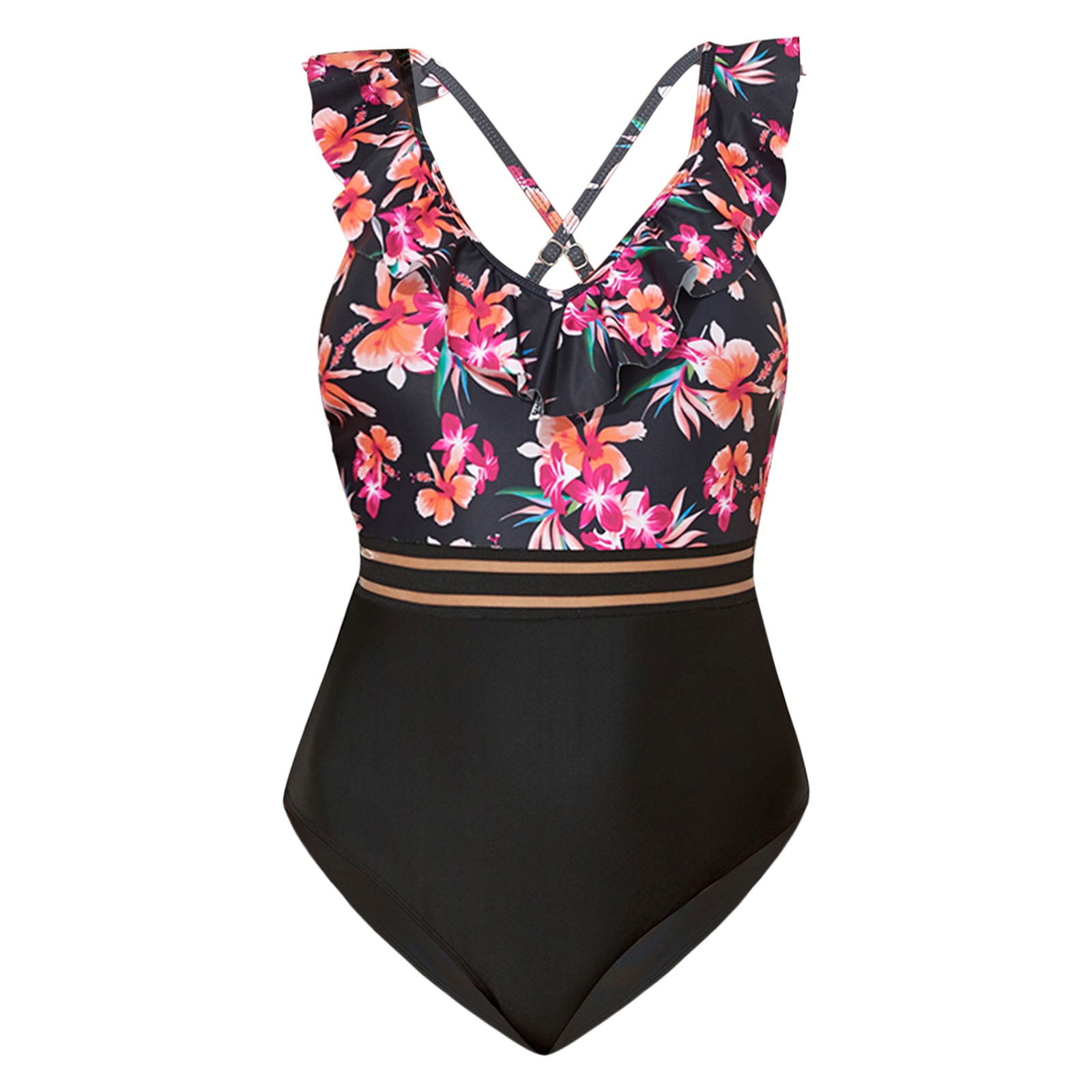 Baocc Swimsuit For Women 2024 Womens Solid Scoop Neck Push Up Padded
