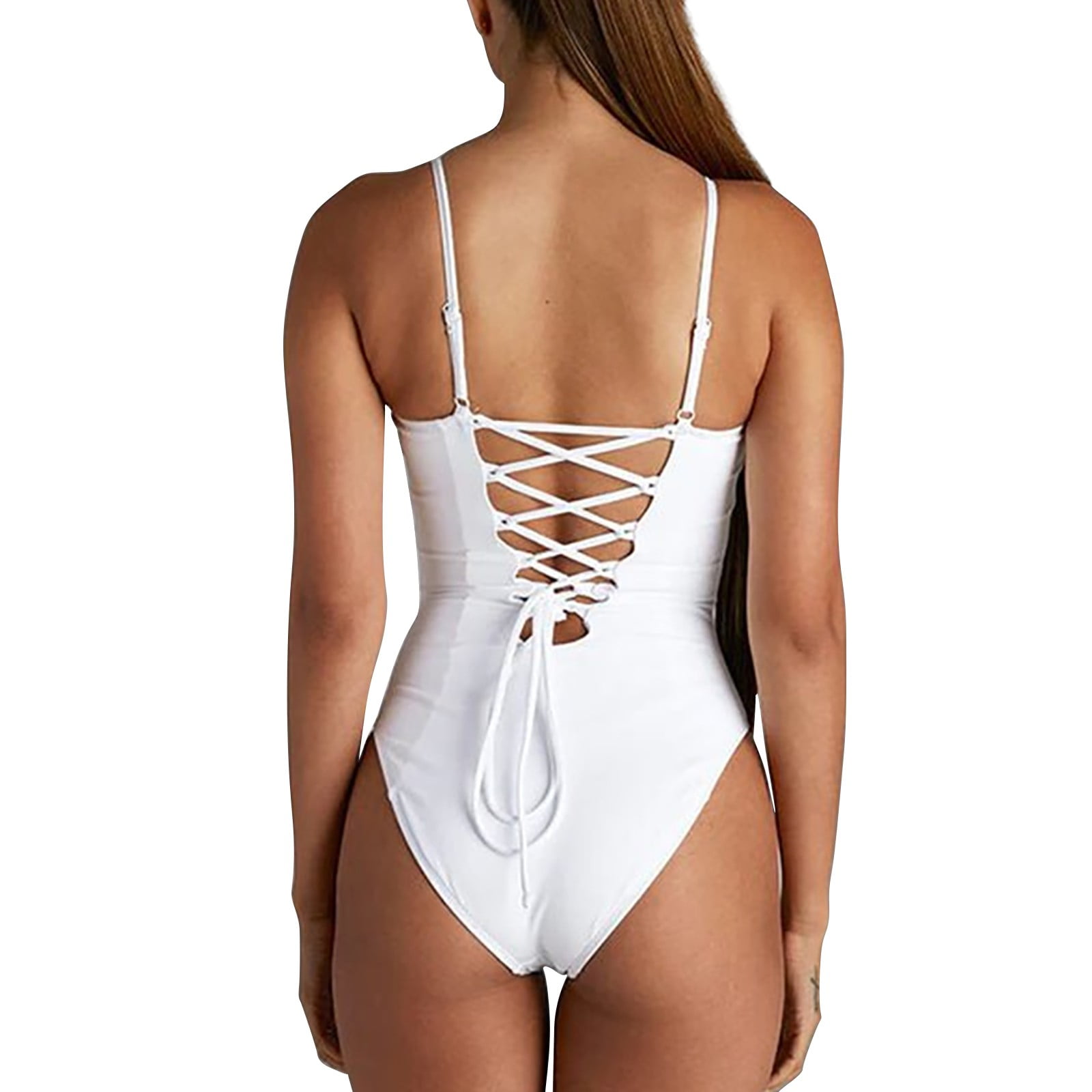 Baocc Swimsuit For Women 2024 Womens Solid Scoop Neck Push Up Padded