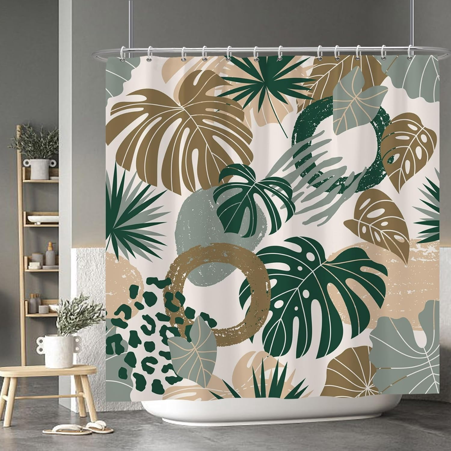 Baocicoo Bohemian Monstera Leaves Boho Floral Shower Curtain Decorative ...