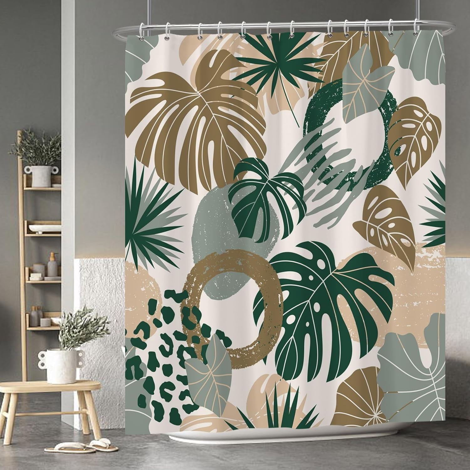 Baocicoo Bohemian Monstera Leaves Boho Floral Shower Curtain Decorative ...