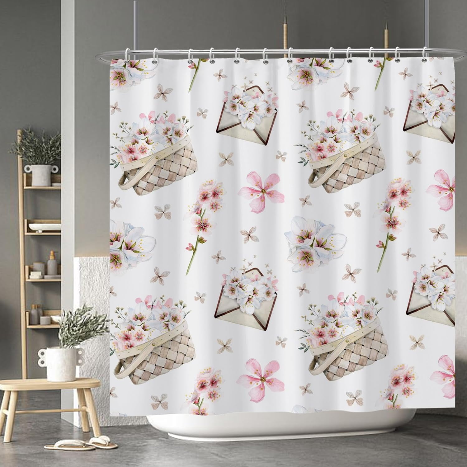 Baocicoo Cherry Blossom Shower Curtain Sets Women''s Handbag Envelope ...