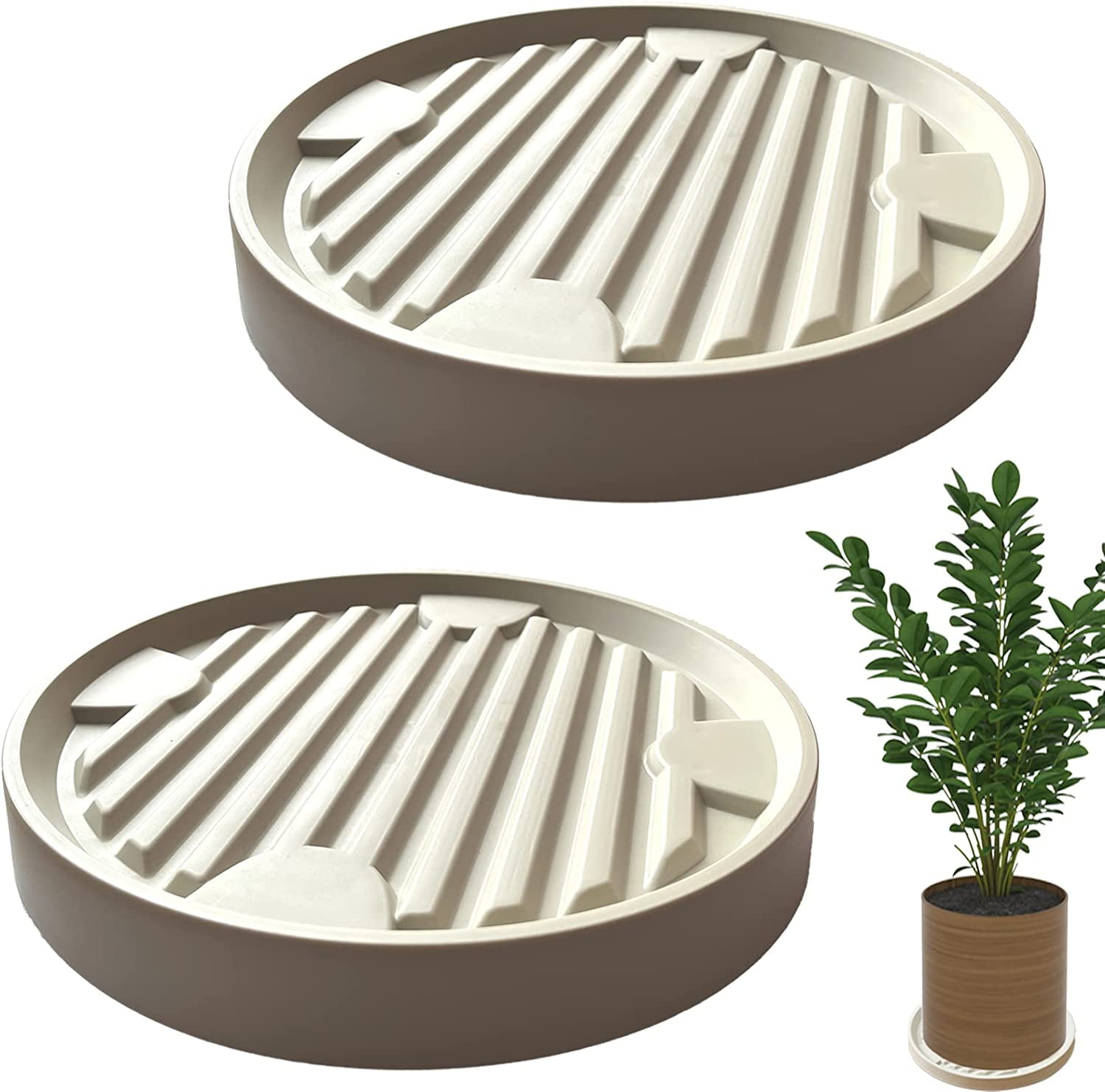 Baodeli 2 Pcs Plant Caddy Hidden Wheels Rolling Planter Caddies With ...