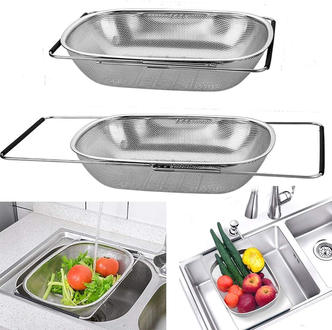 BAODELI - 6 Quart Stainless Steel Oval Colander with Expandable Handle ...