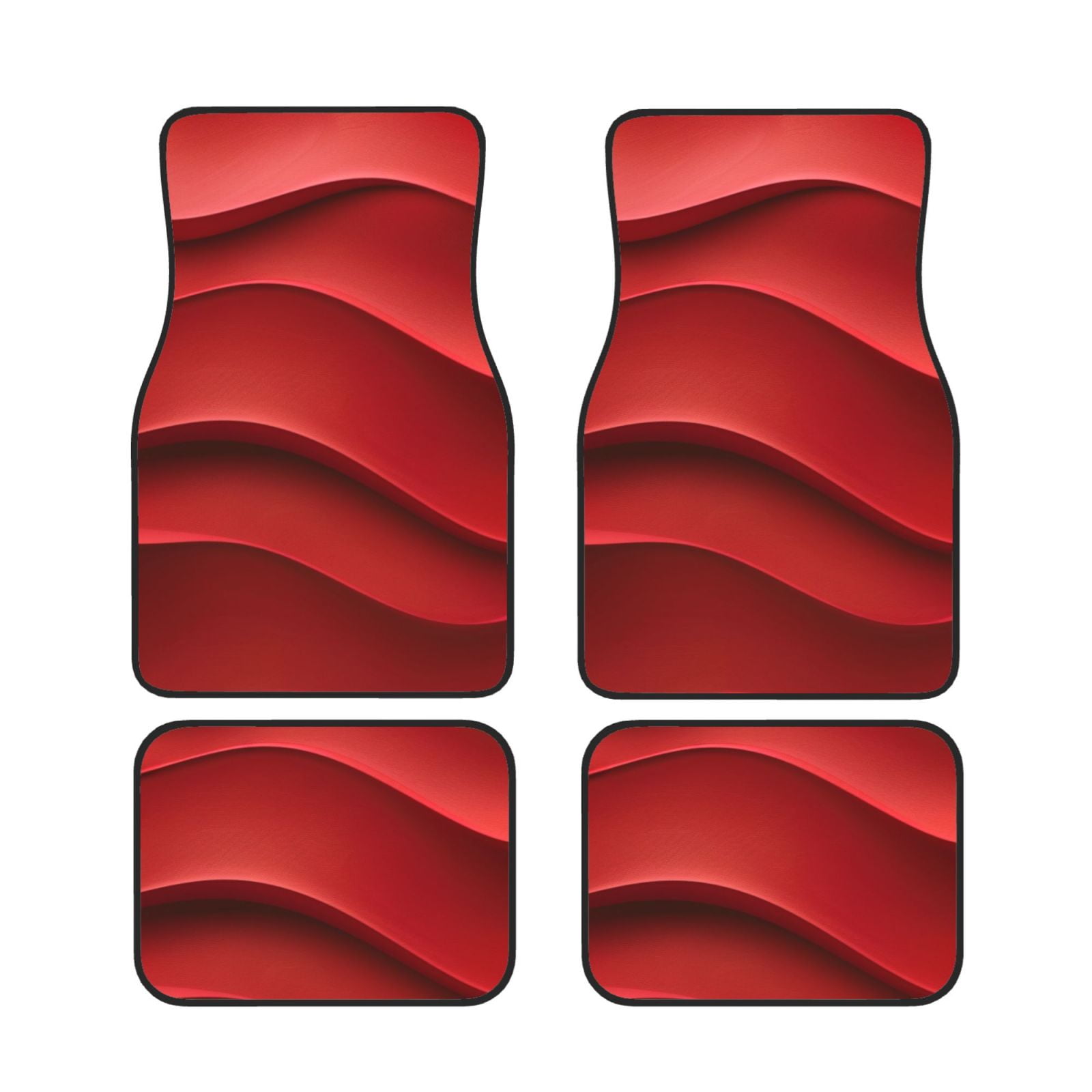 Baofahu Red Wave 4 Pcs Car Truck Front Back All Weather Carpet Floor ...