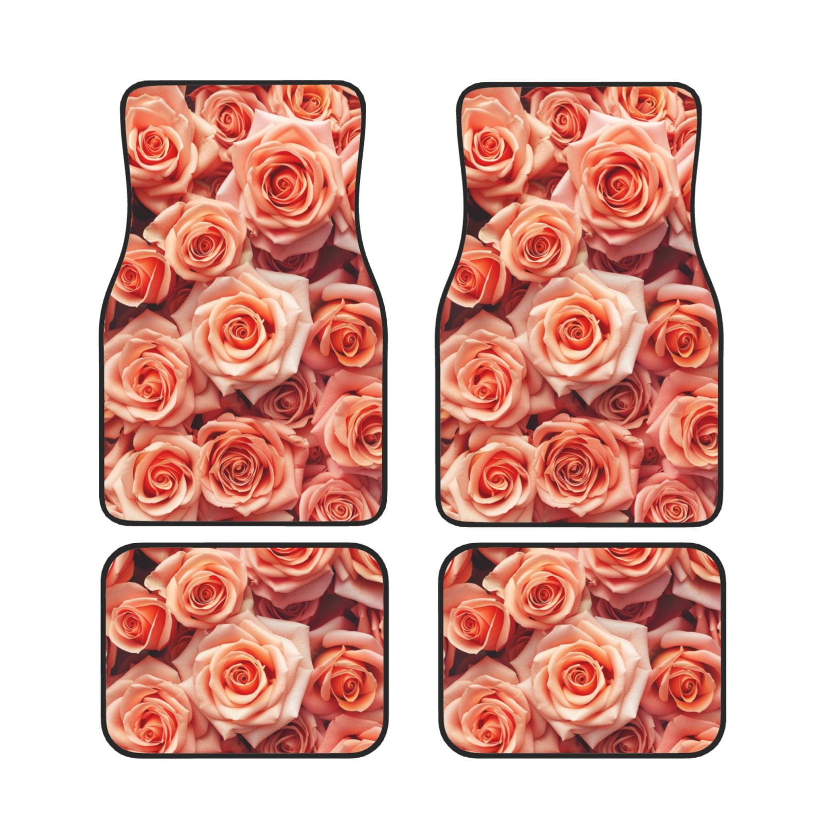 Baofahu Valentine'S Pink Roses Bloom 4 Pcs Car Truck Front Back All ...