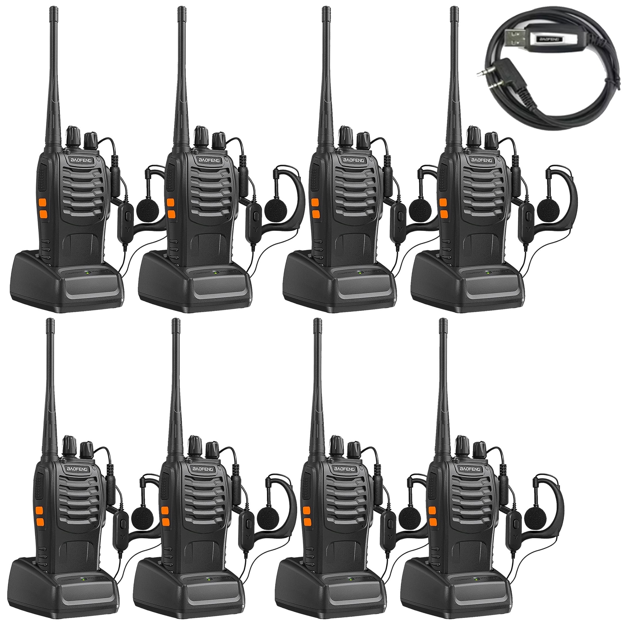 Baofeng BF-888S Two Way Radio 5W 400-470MHz Walkie Talkie Handheld Radios USB Programming Cable ...