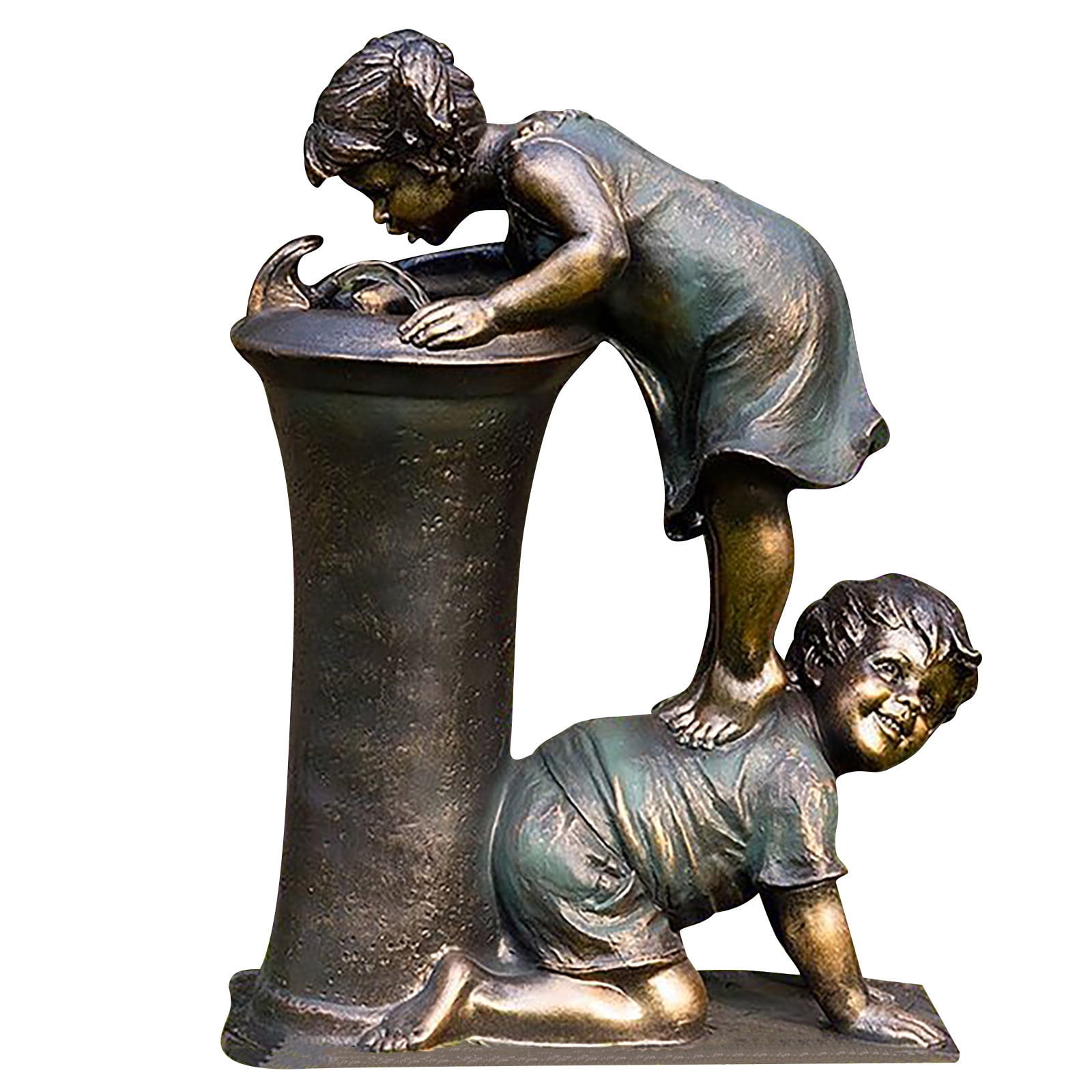 Baofu 5.9in Boy & Girl Garden Statue A Kid With Fireflies Garden Statue ...