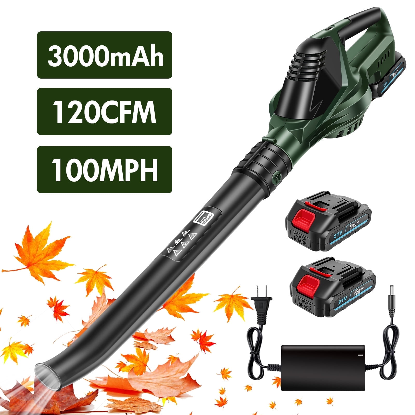 Baokaler 21V Leaf Blower with 2 Batteries, Cordless Blower with ...