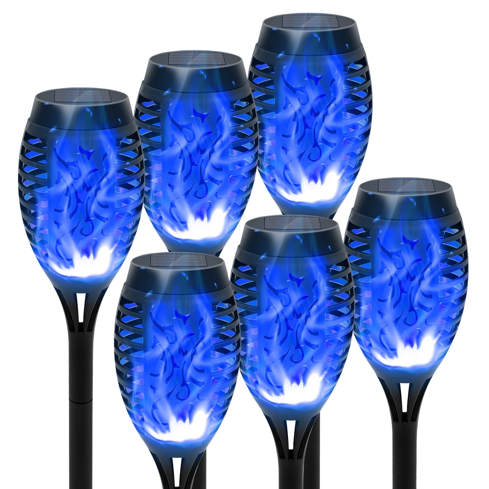 Baokaler 6-Pack LED Solar Lights, Waterproof Tiki Torches with ...