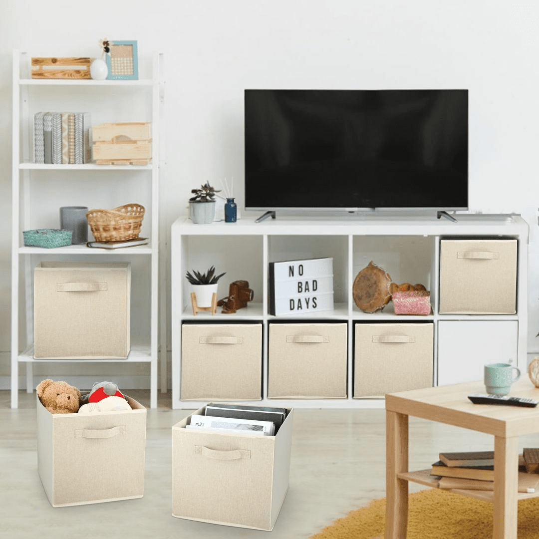 Baokaler 8-Cube Storage Cabinet with 8 Storage Bins, Engineered Wood ...