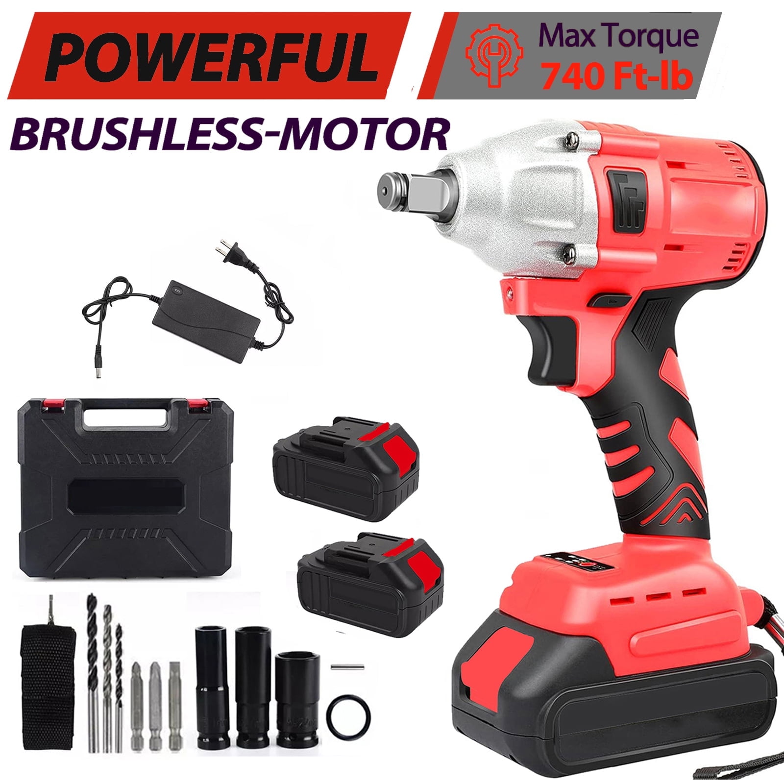 Baokaler Cordless Impact Wrench 1/2 inch Impact Gun, High Efficiency ...