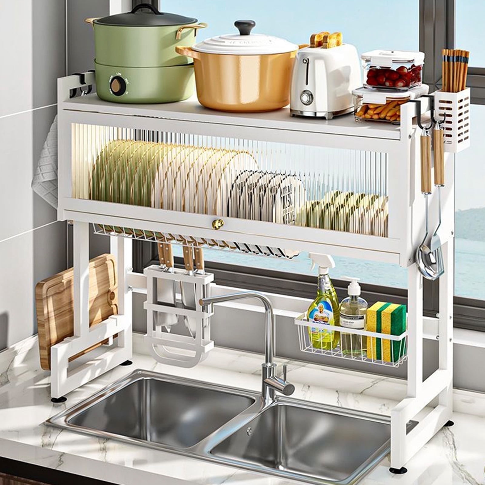 Baokaler 2 Tier Stainless Steel Kitchen Counter Dryer, Dish Drying Rack ...