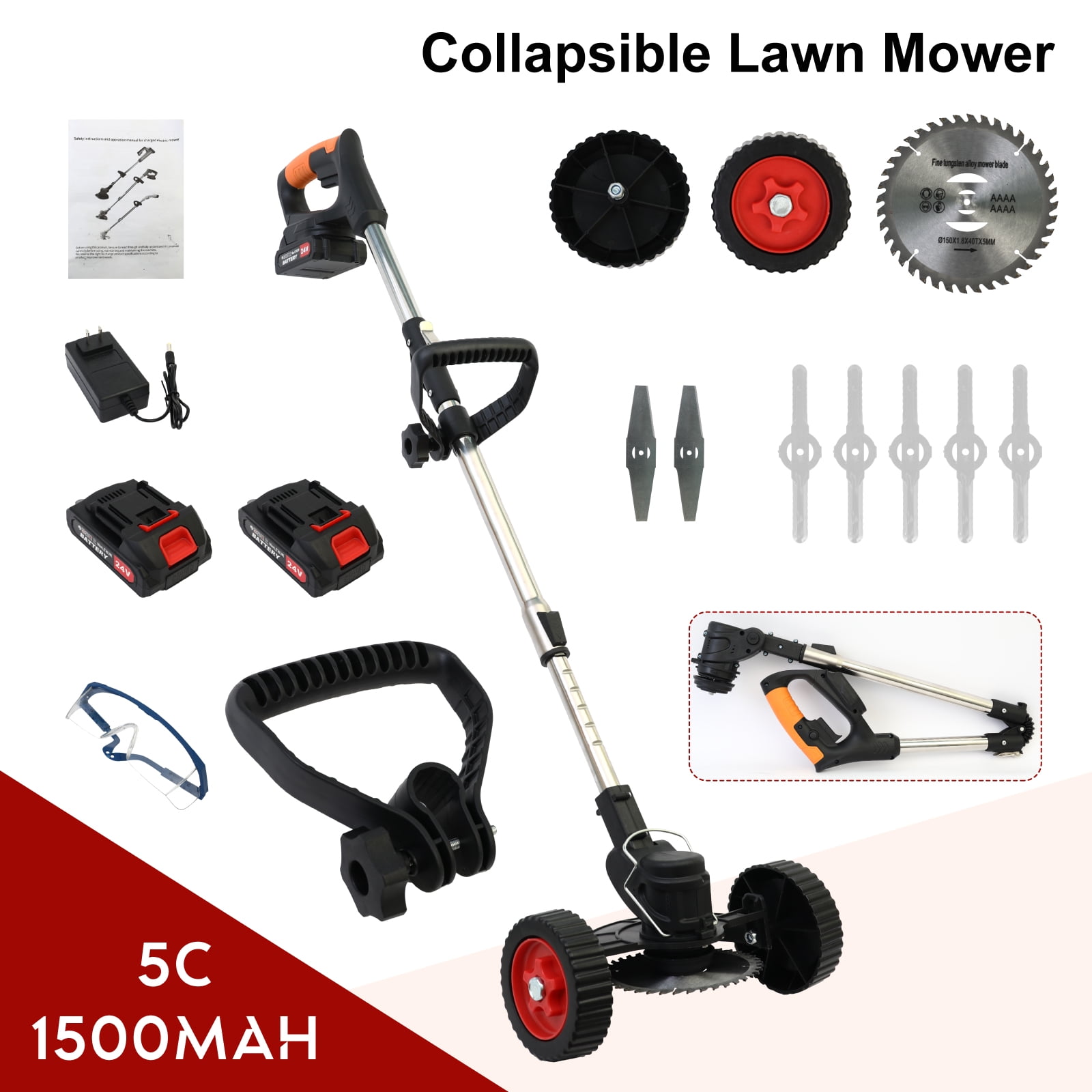 Baokaler Foldable Grass Trimmer,24V Weed Eater,String Trimmer Cordless ...