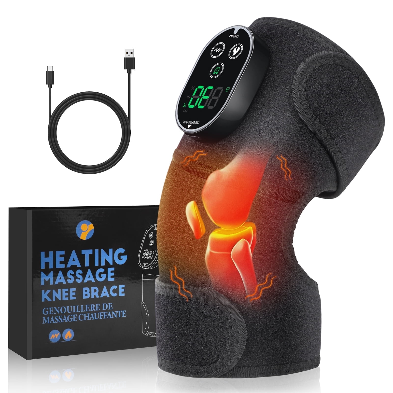 BAOKALER Heated Knee Massager, 3 in 1 Cordless for Knee, Shoulder ...