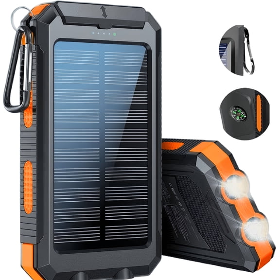 Solar Charger, 20000mAh Portable Type-C Solar Power Bank with 4 Cables ...