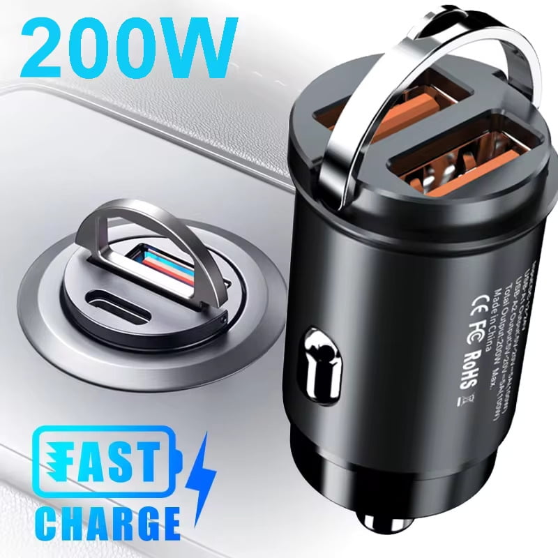 Baole 200W PD/QC3.0 Car Fast Charger - Dual USB-C 12-24V Cigarette ...
