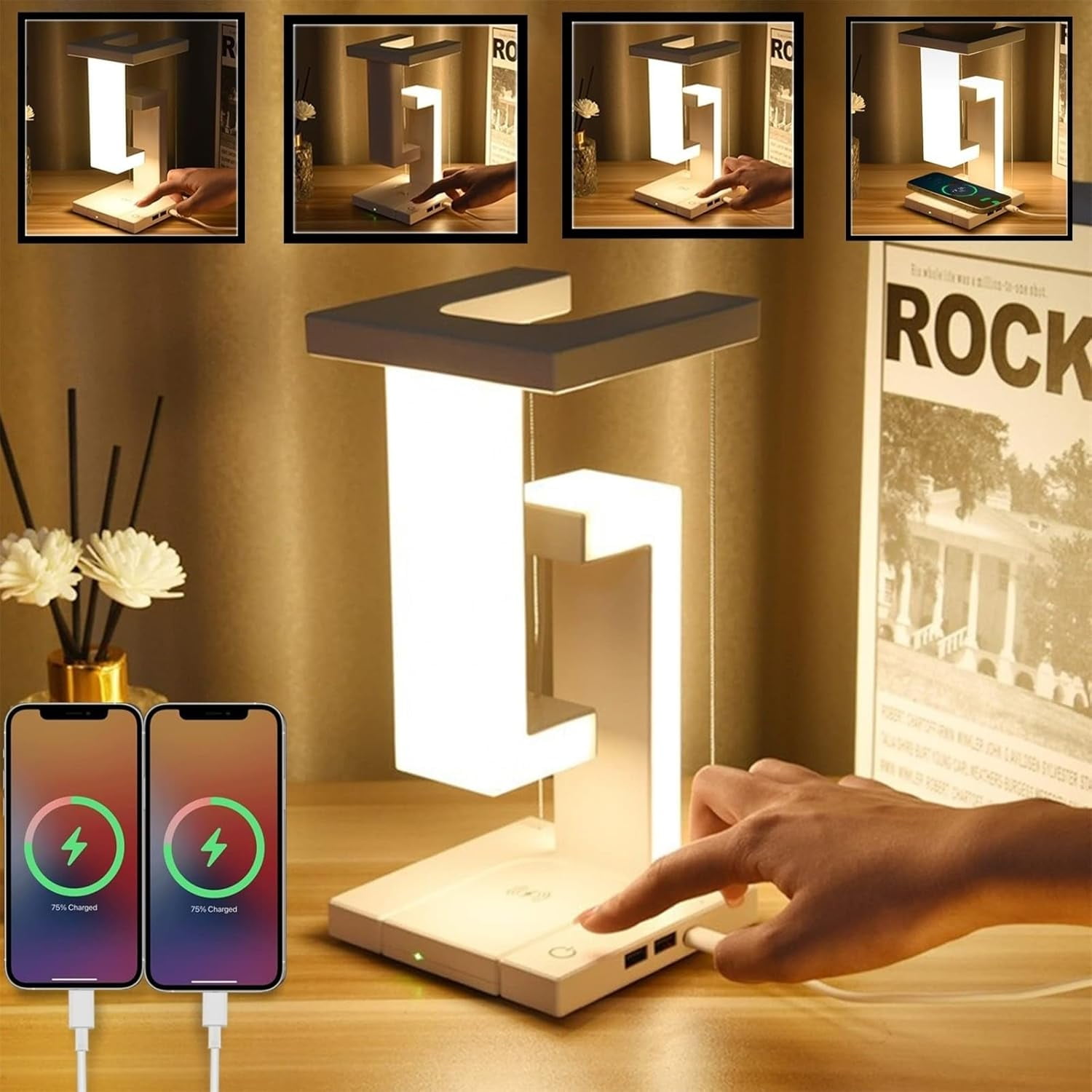 Baole 3-in-1 LED Desk Lamp with Wireless Charger – Adjustable ...