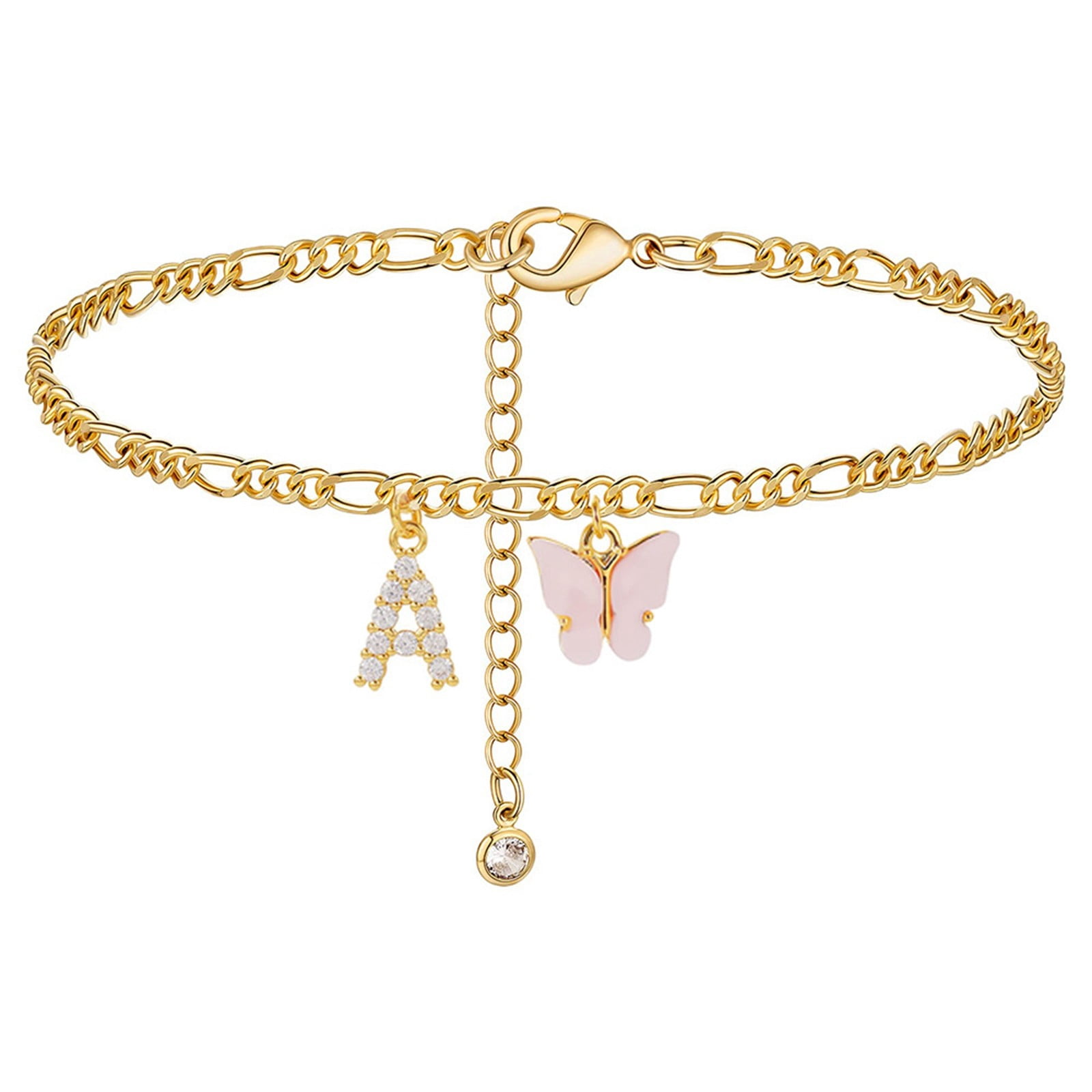 Baorden Az 26 Letter Pink Butterfly Anklet - Walmart.com