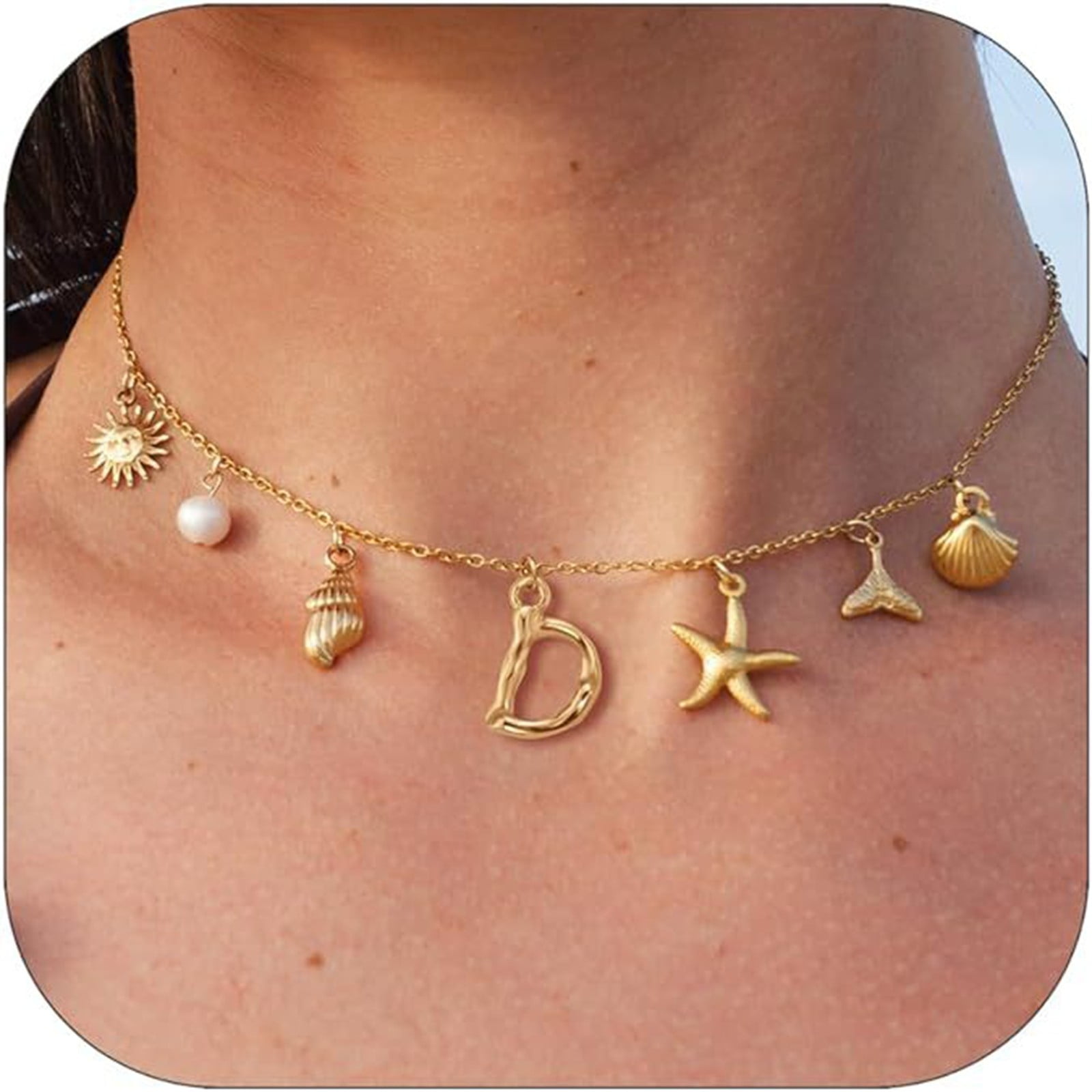Baorden Bohemian Summer Shell Beach Az 26 Alphabet Necklace - Walmart.com