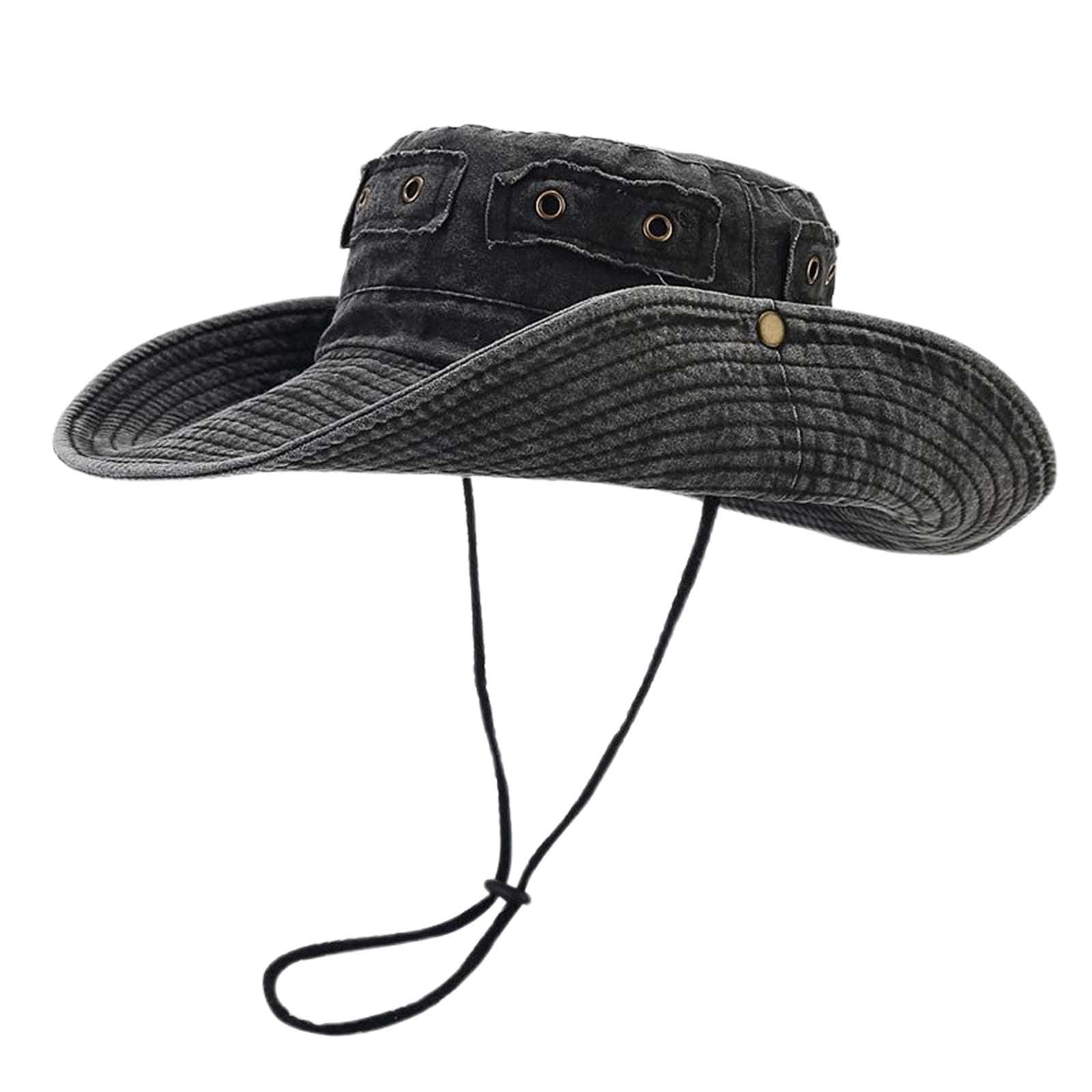 Baorden Washed and Old Retro Large Brim Copper Buckle Patch Sun Hat for ...