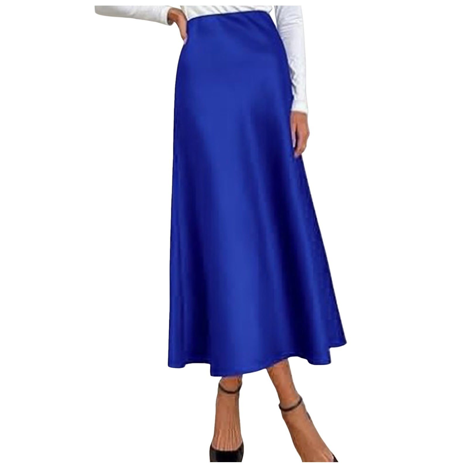 Baorden Women's Solid Color Casual Elegant Skirt Elastic High Waist ...