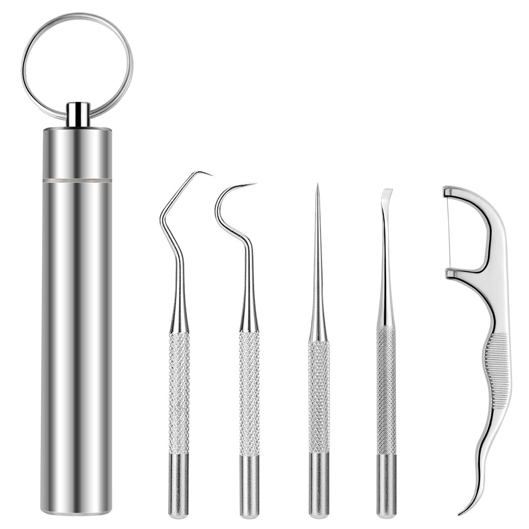Baoton 5Pcs Toothpicks Rough OIF8 Handle Tooth Picker Stainless Steel ...