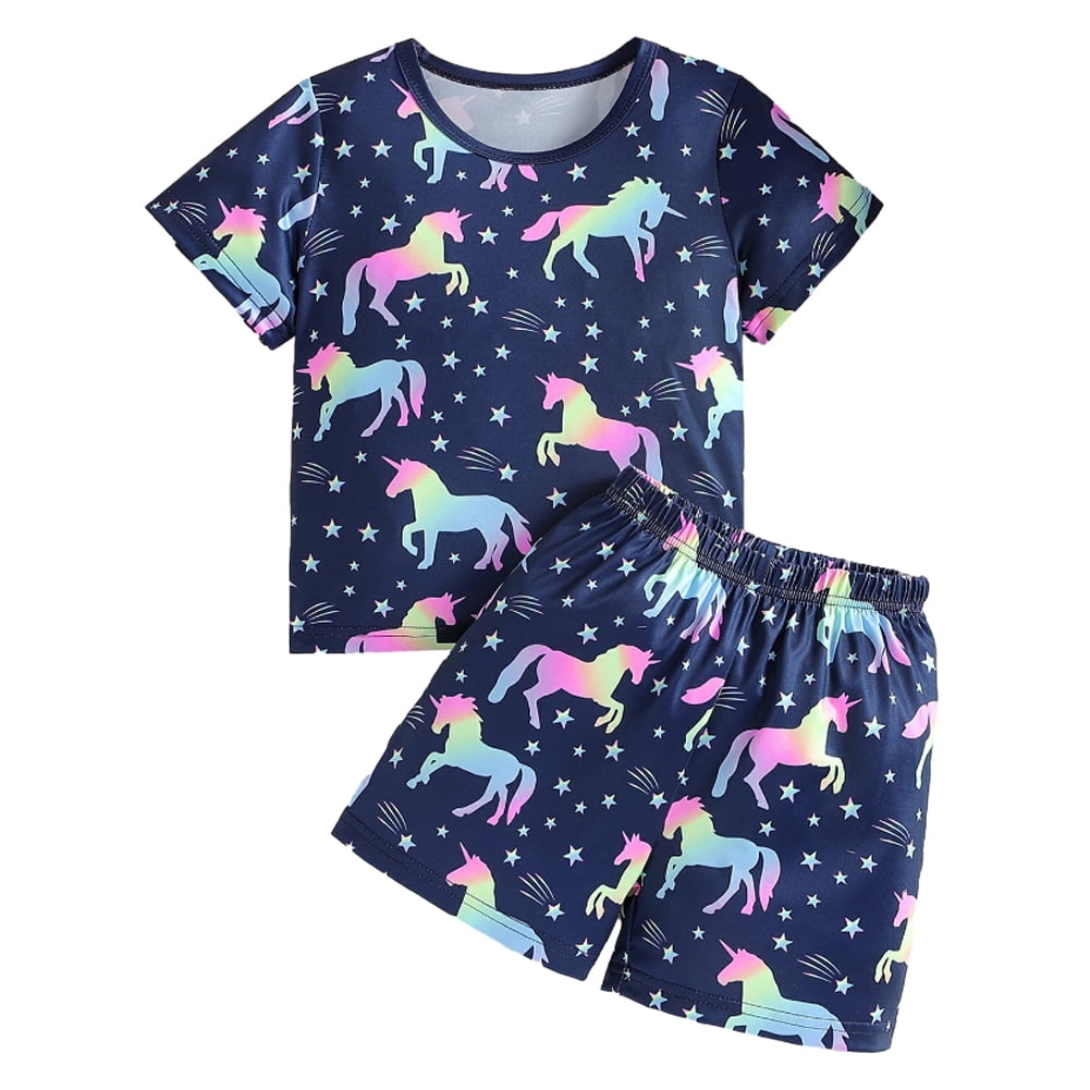 Baozhu 2-Piece Girls Pajama Set for Summer Glow In The Dark Pjs,Girls ...