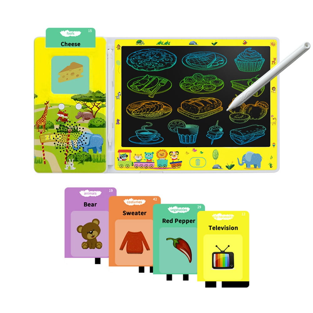 Baozhu 2-in-1 Kids Talking Flash Cards with LCD Writing Tablet Toys ...