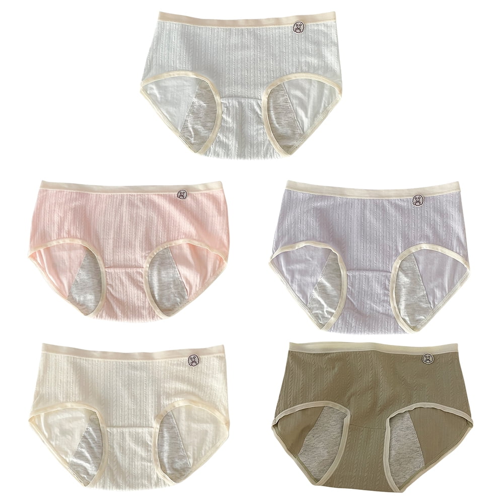 Baozhu 5 Pack Teens Period Underwear Menstrual Period Panties Cotton ...