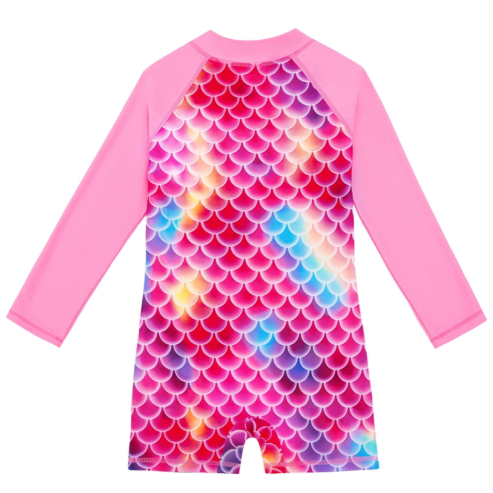 Baozhu Girls Long Sleeve Swimsuit 4-12 Years UPF 50+ UV One Piece ...