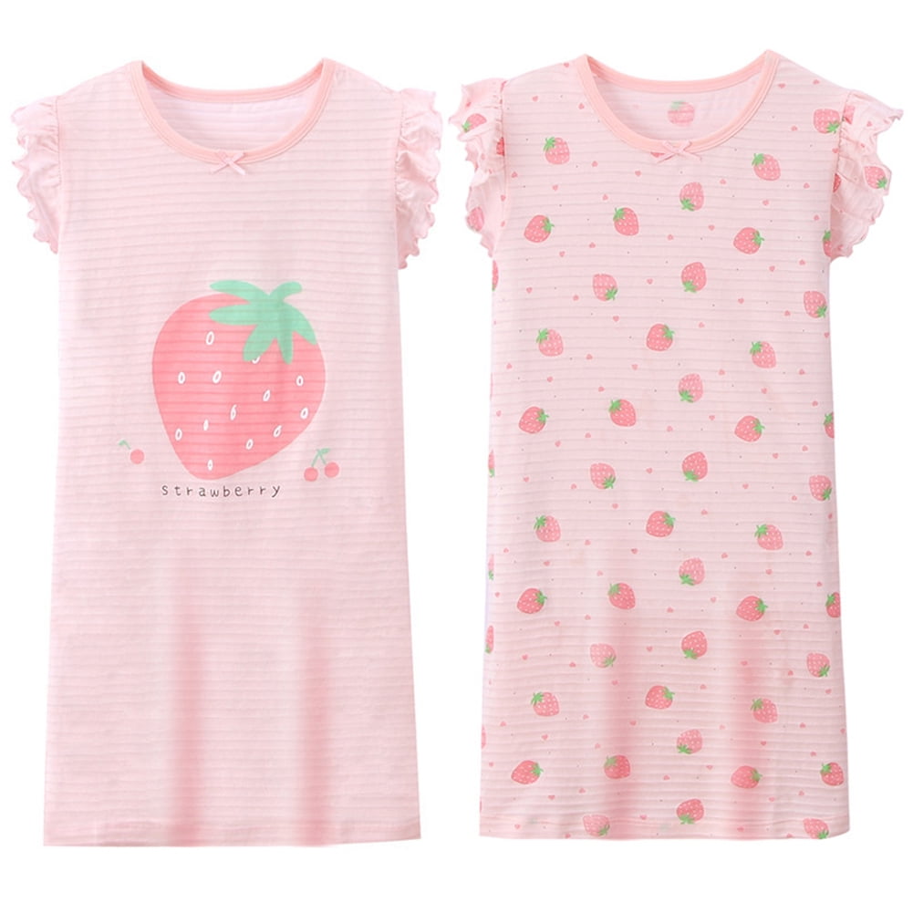 Baozhu Girls Nightgowns Sleepwear Short Sleeve Pajama Dress Soft ...