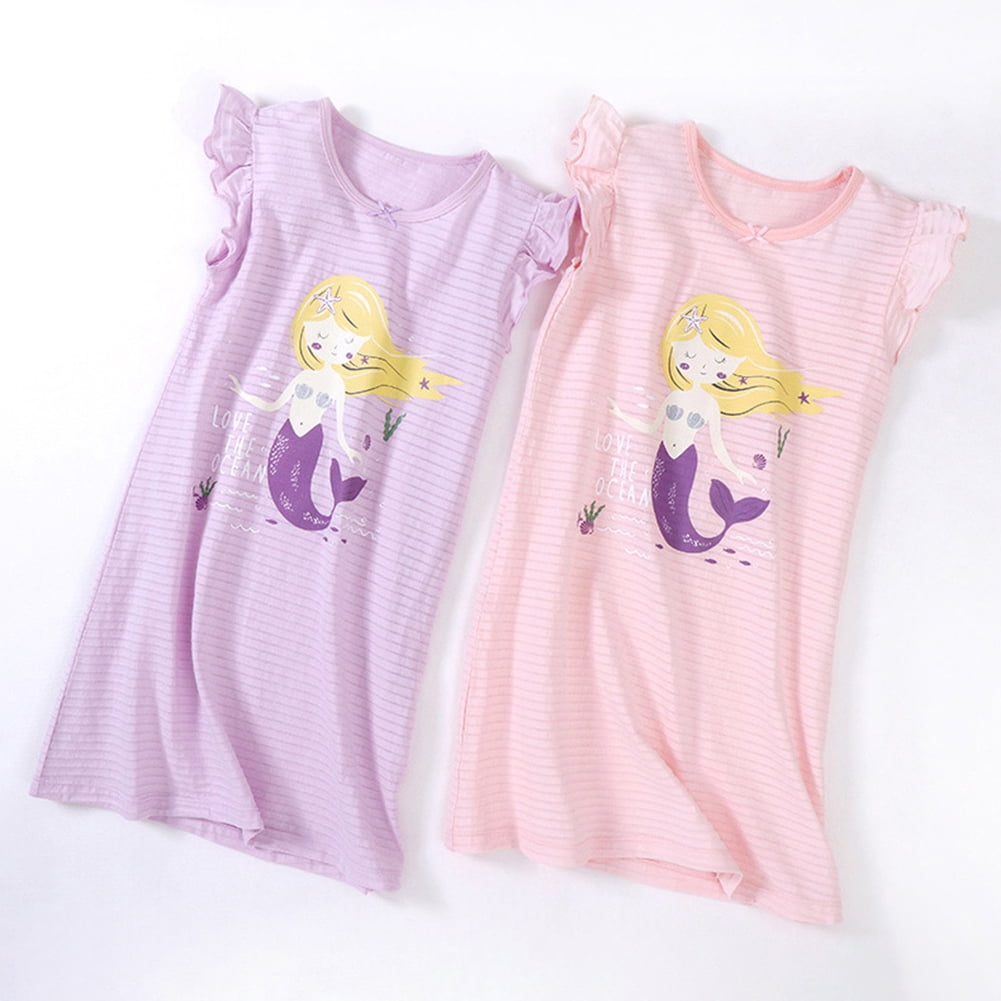 Baozhu Girls Nightgowns Sleepwear Short Sleeve Pajama Dress Soft ...