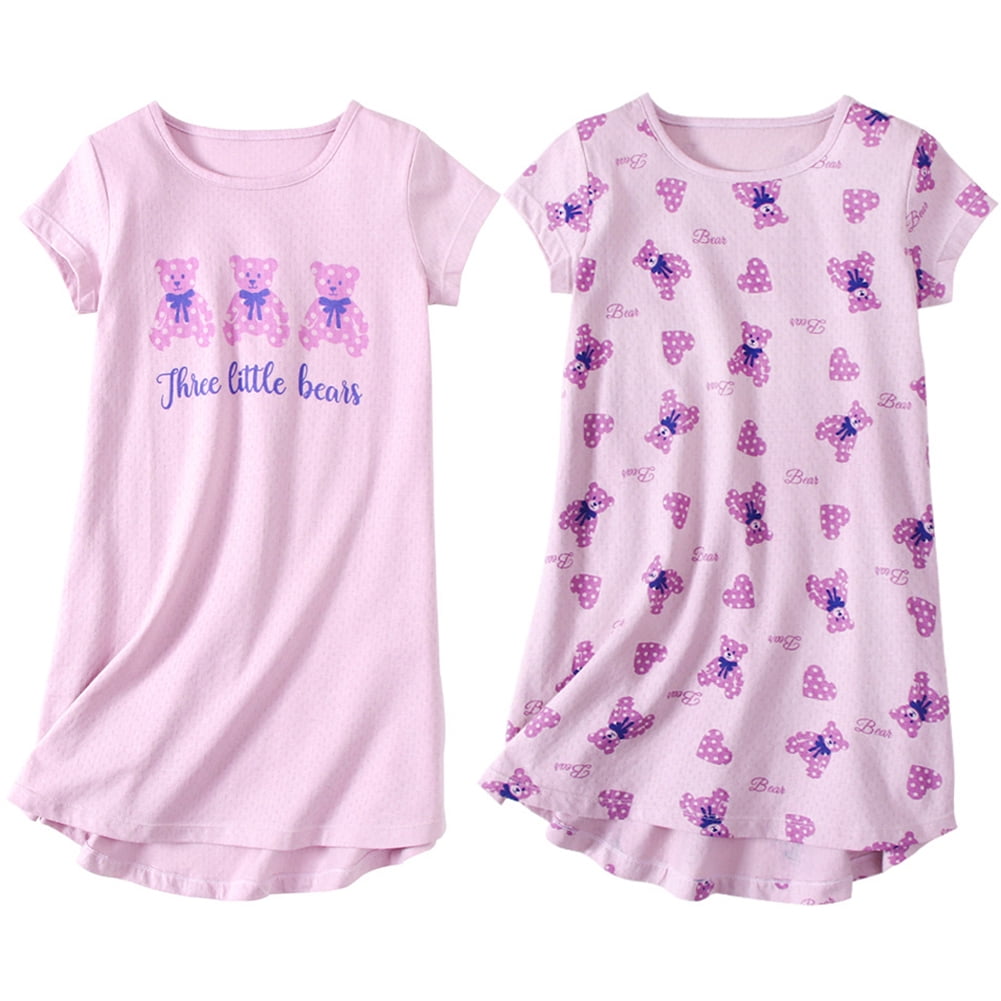 Baozhu Girls Nightgowns Sleepwear Short Sleeve Pajama Dress Soft ...