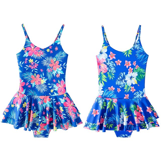 Baozhu Girls Swimsuit One Piece Floral Skirted Bathing Bikini Suit ...