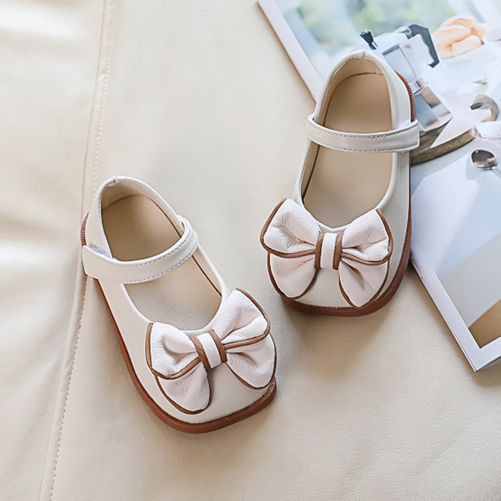 Baozhu Kids Girls Bow Soft Leather Bow Dress Shoes Toddler Ballet Shoes ...