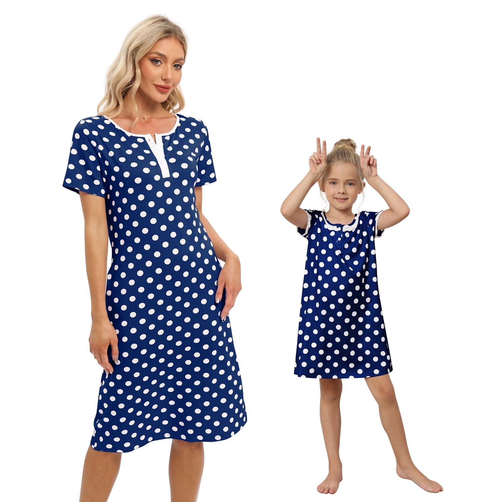 Baozhu Mommy and Me Nightgown Matching Nightshirt Family Matching Polka ...