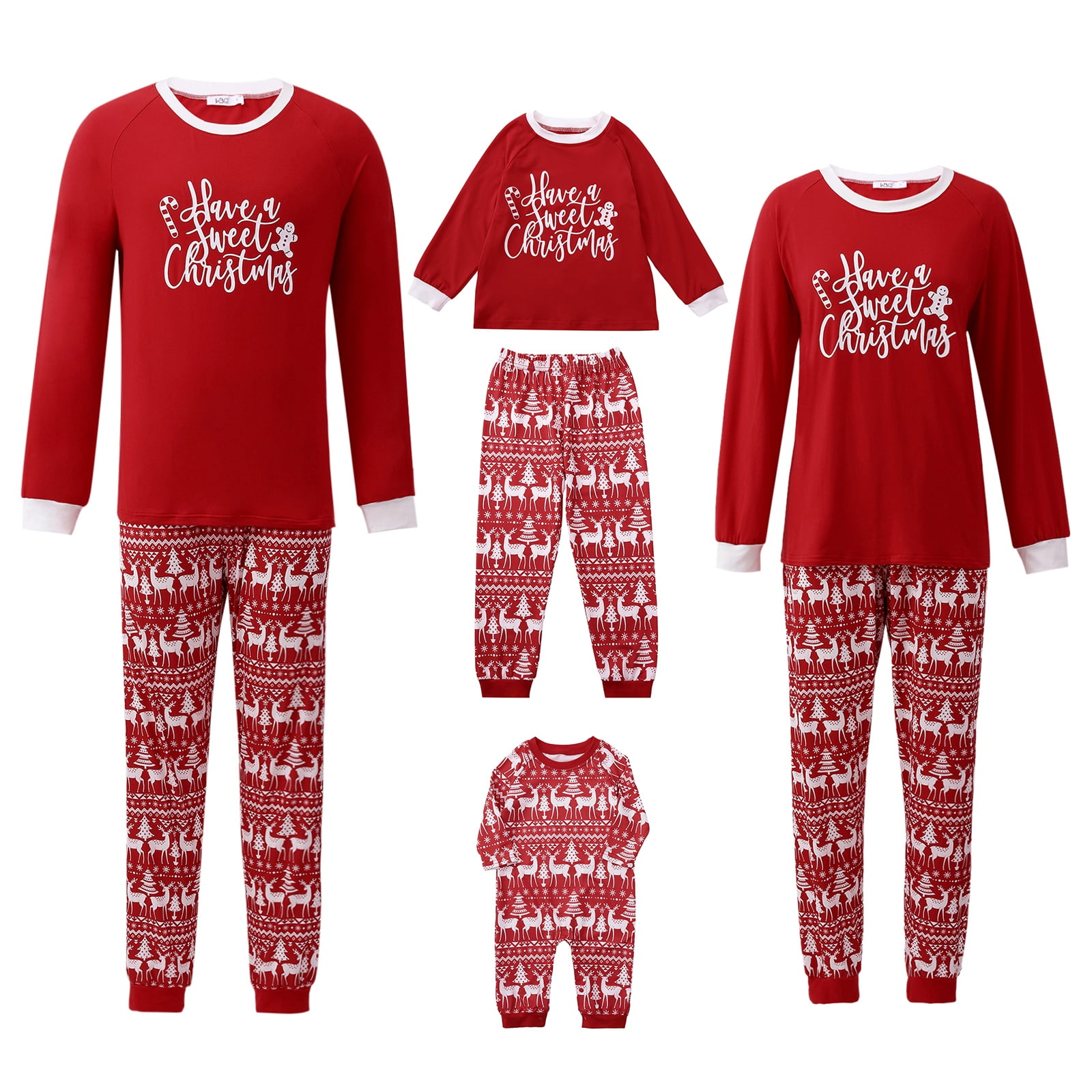 Baozhu Red Christmas Matching Family Pajamas Festive Holiday Printed ...