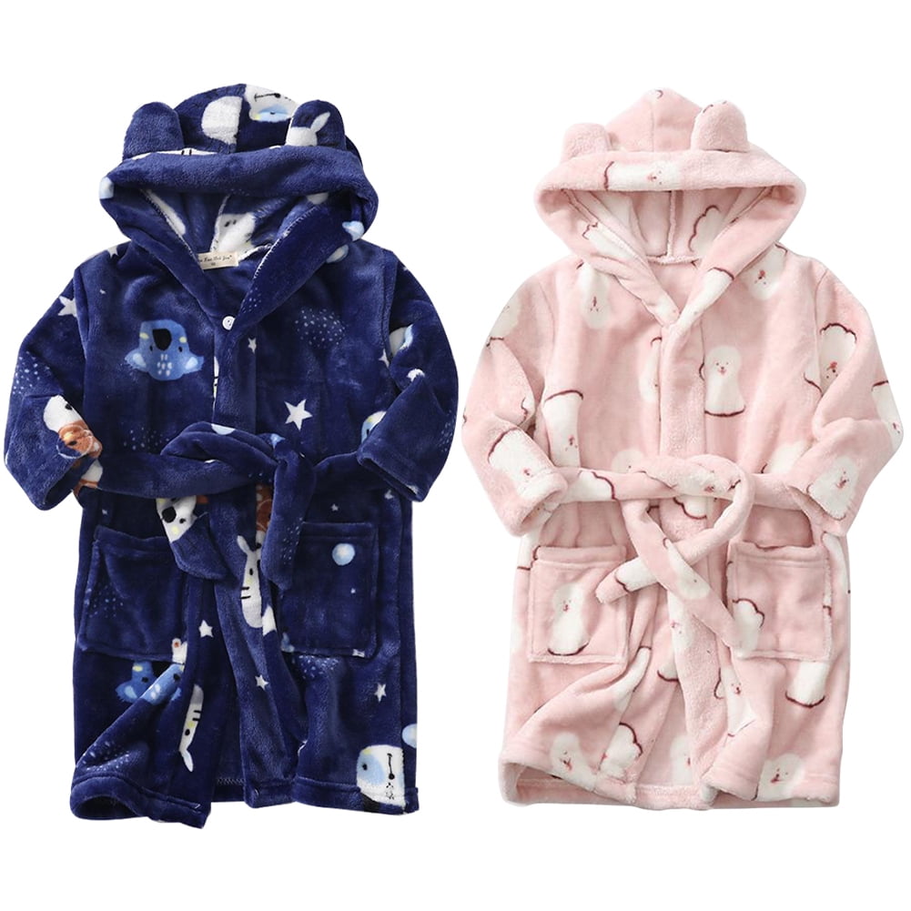 Baozhu Toddler Robes Cute Pattern Bathrobe Unisex Kids Robe Flannel ...