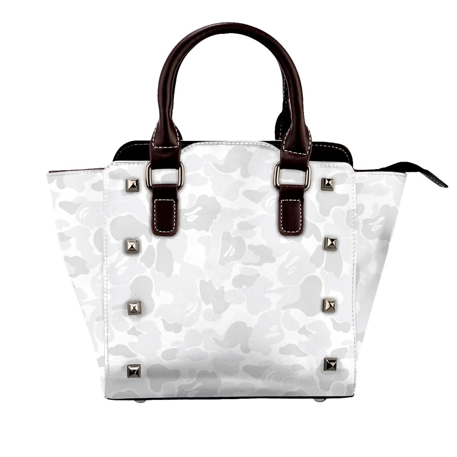Bape Camo (White) Handbag Leather Rivet Shoulder Bag Luxury Fashion ...