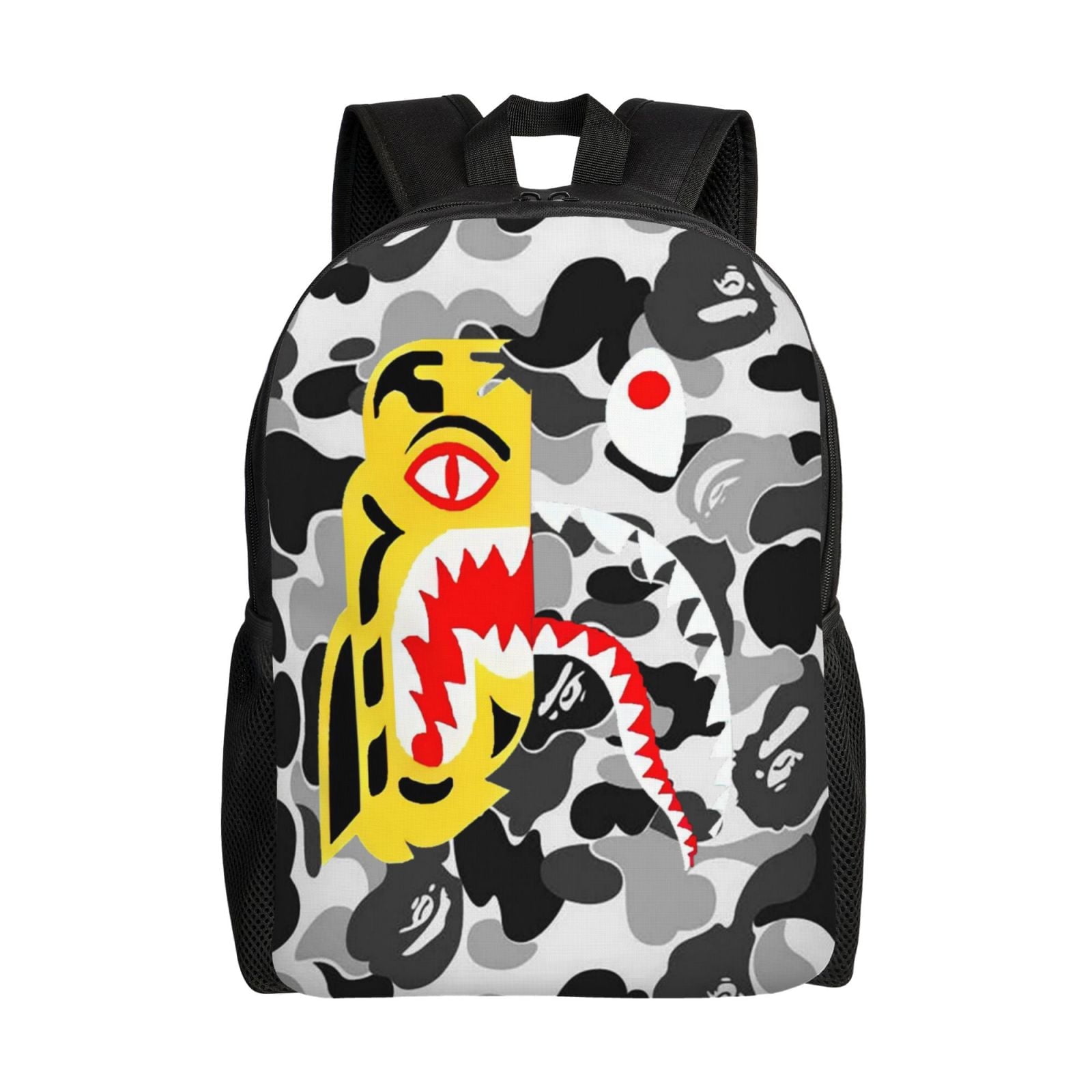 Bape Face Shark Backpacks Casual Daypacks Student Book Bag Printing ...