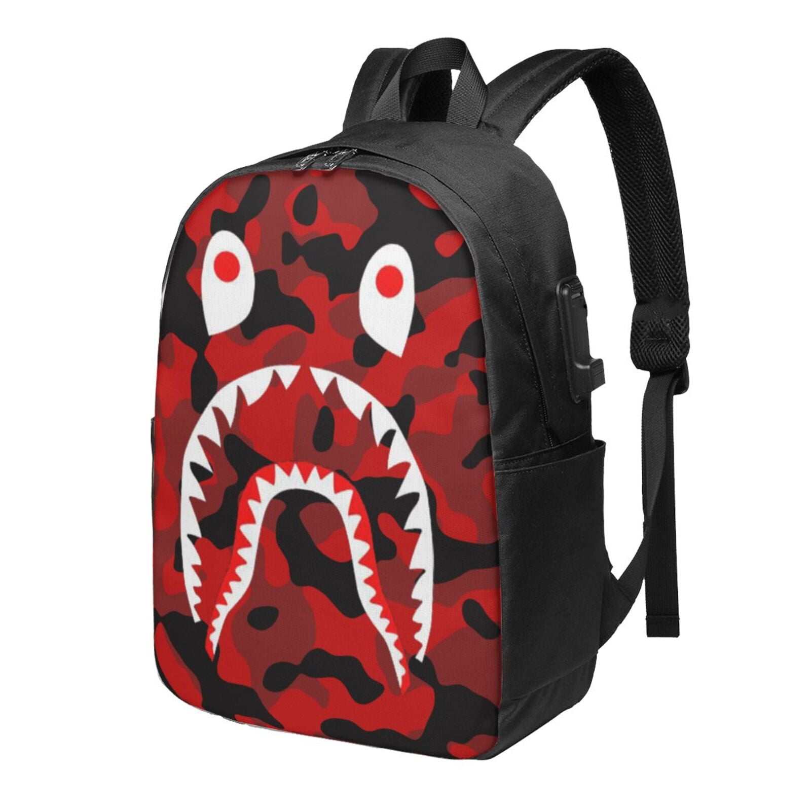 Bape Face Shark Laptop Backpack With Usb Charging Port 17 Inch Daypack ...