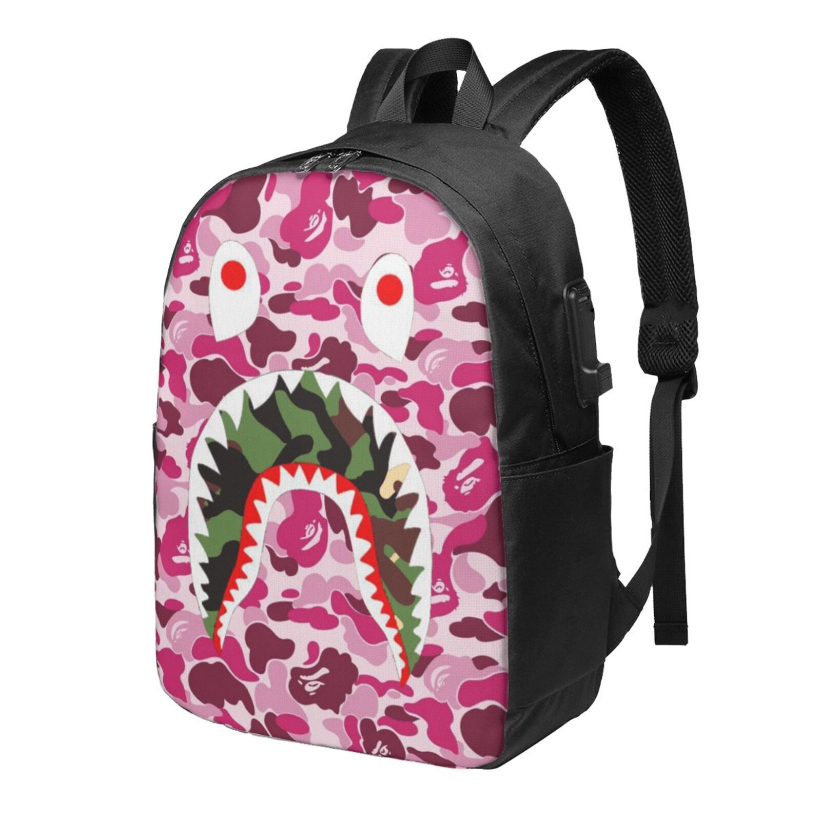 Bape Face Shark Laptop Backpack With Usb Charging Port 17 Inch Daypack ...