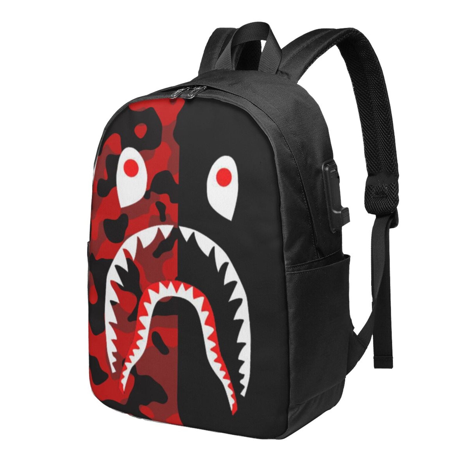 Bape Face Shark Laptop Backpack With Usb Charging Port 17 Inch Daypack ...